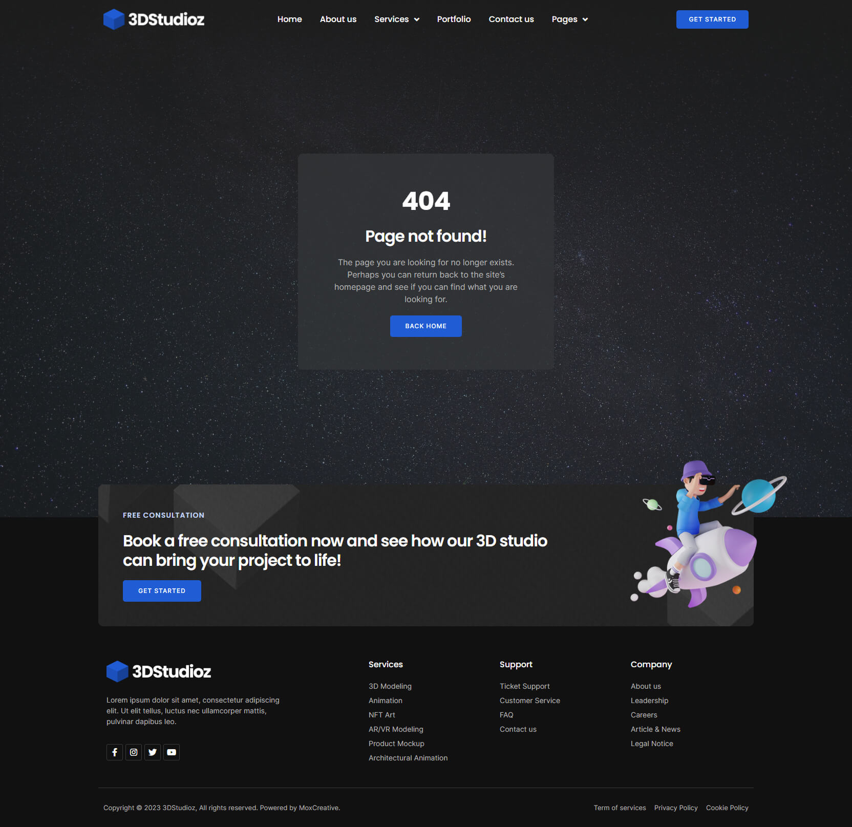 3dstudioz - 3D Design & Animation Studio Elementor Template Kit by moxcreative